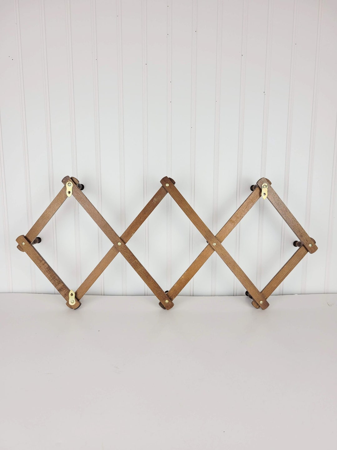 Vintage Accordion Rack, Dark Wood Large Folding Accordion Rack - Etsy