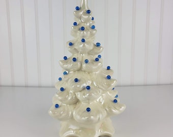 Blue Ceramic Christmas Tree With Lights - Etsy