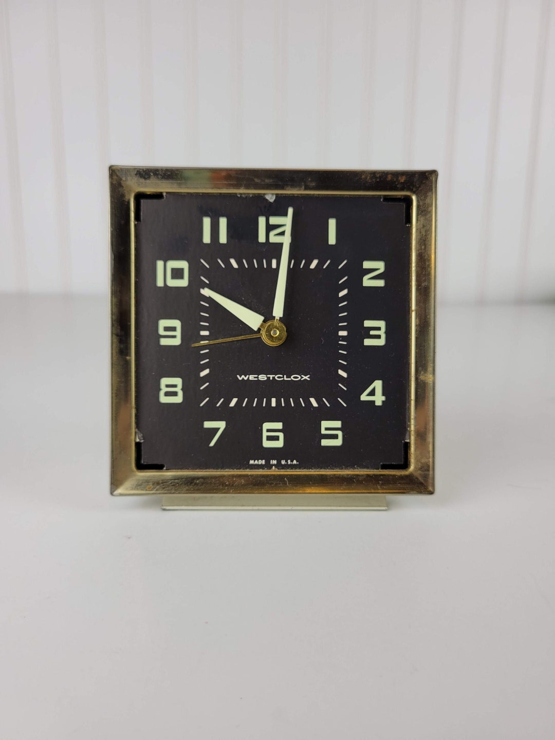 Square Westclox Vintage Alarm Clock, Black Vintage Alarm Clock - Etsy
