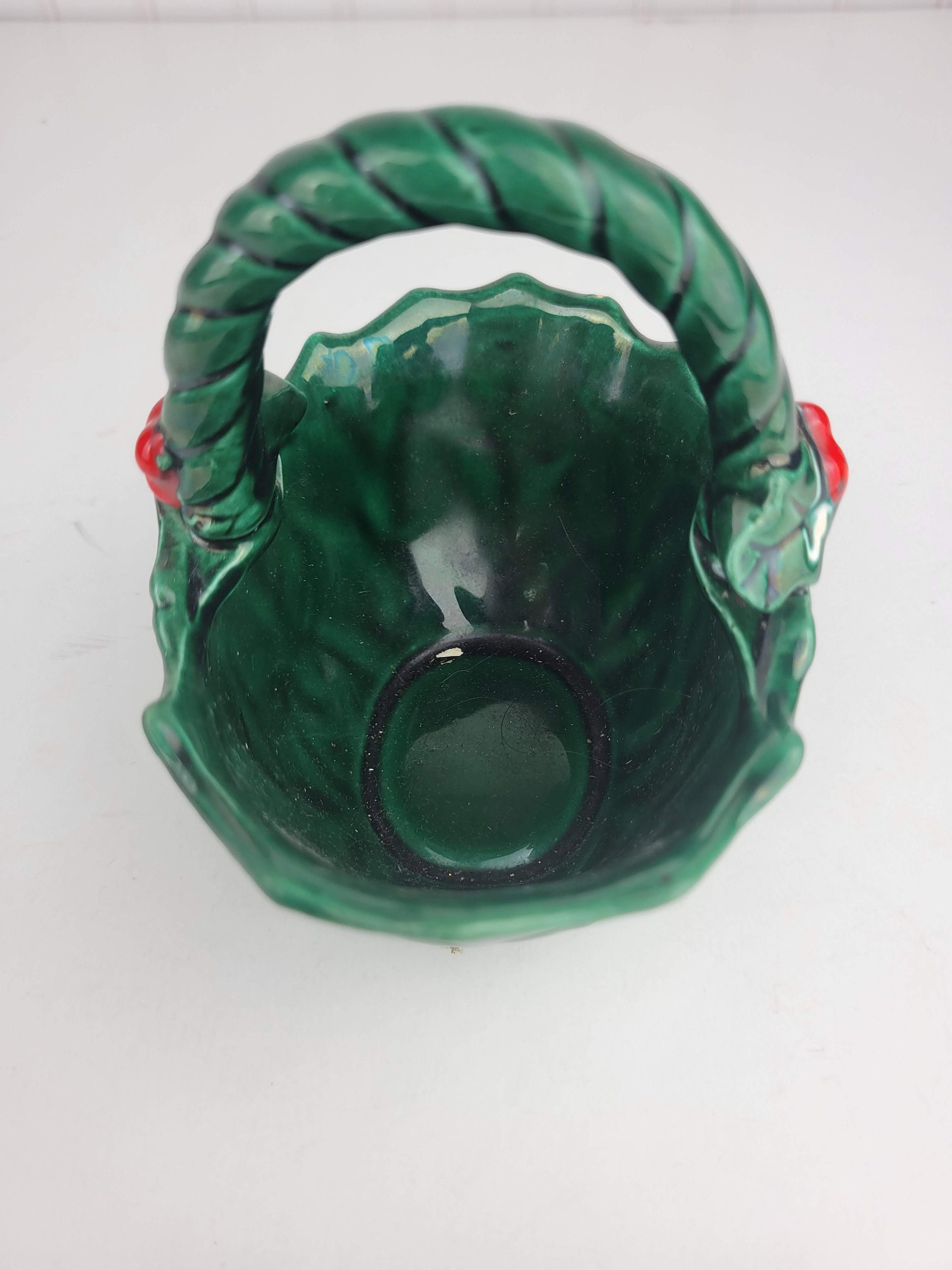 Vintage Lefton Ceramic Holly and Berries Basket With Handle - Etsy