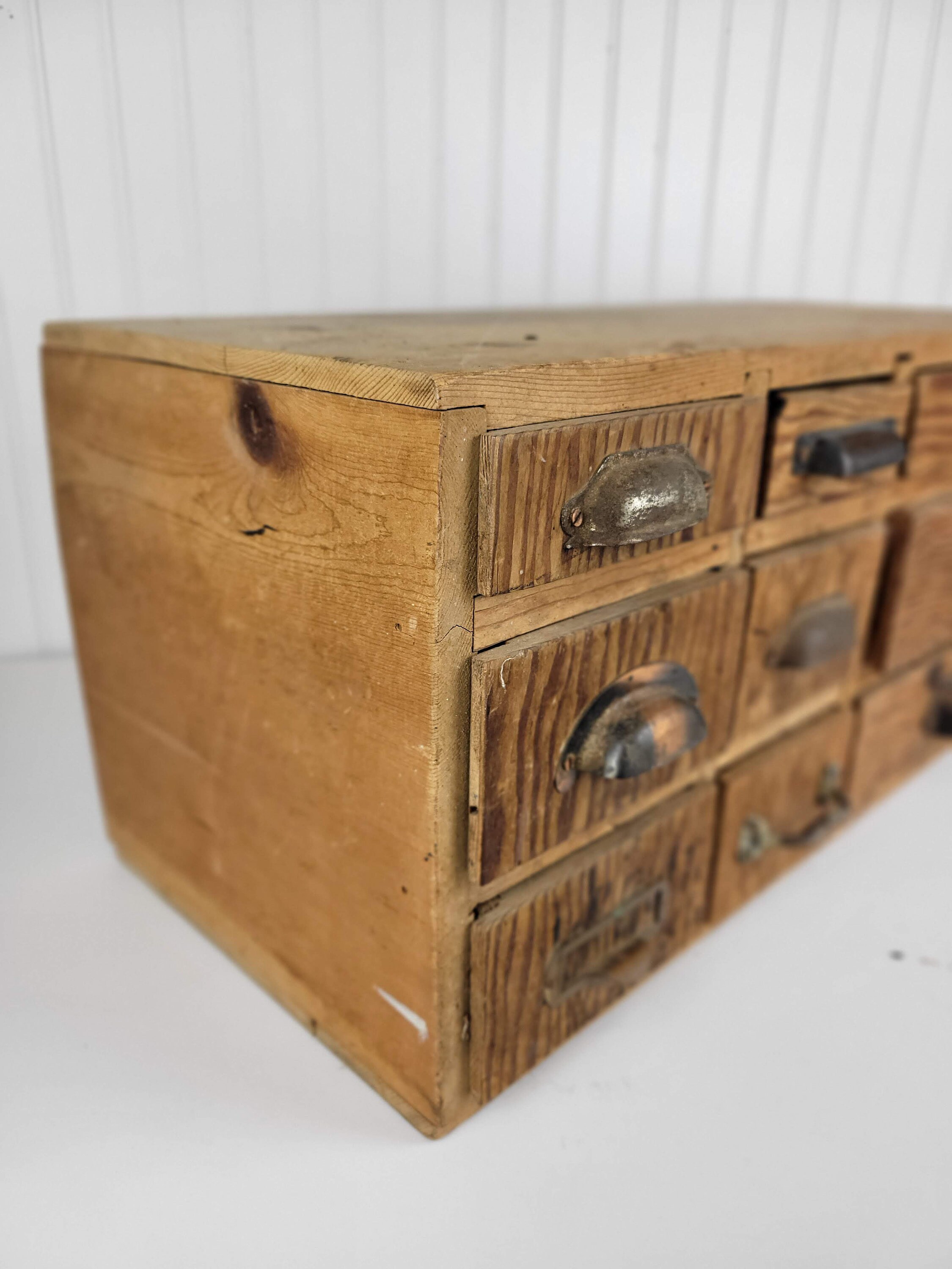 Vintage Wooden Drawer, Set of 9 Drawers With Metal Handles, Wood Tool ...