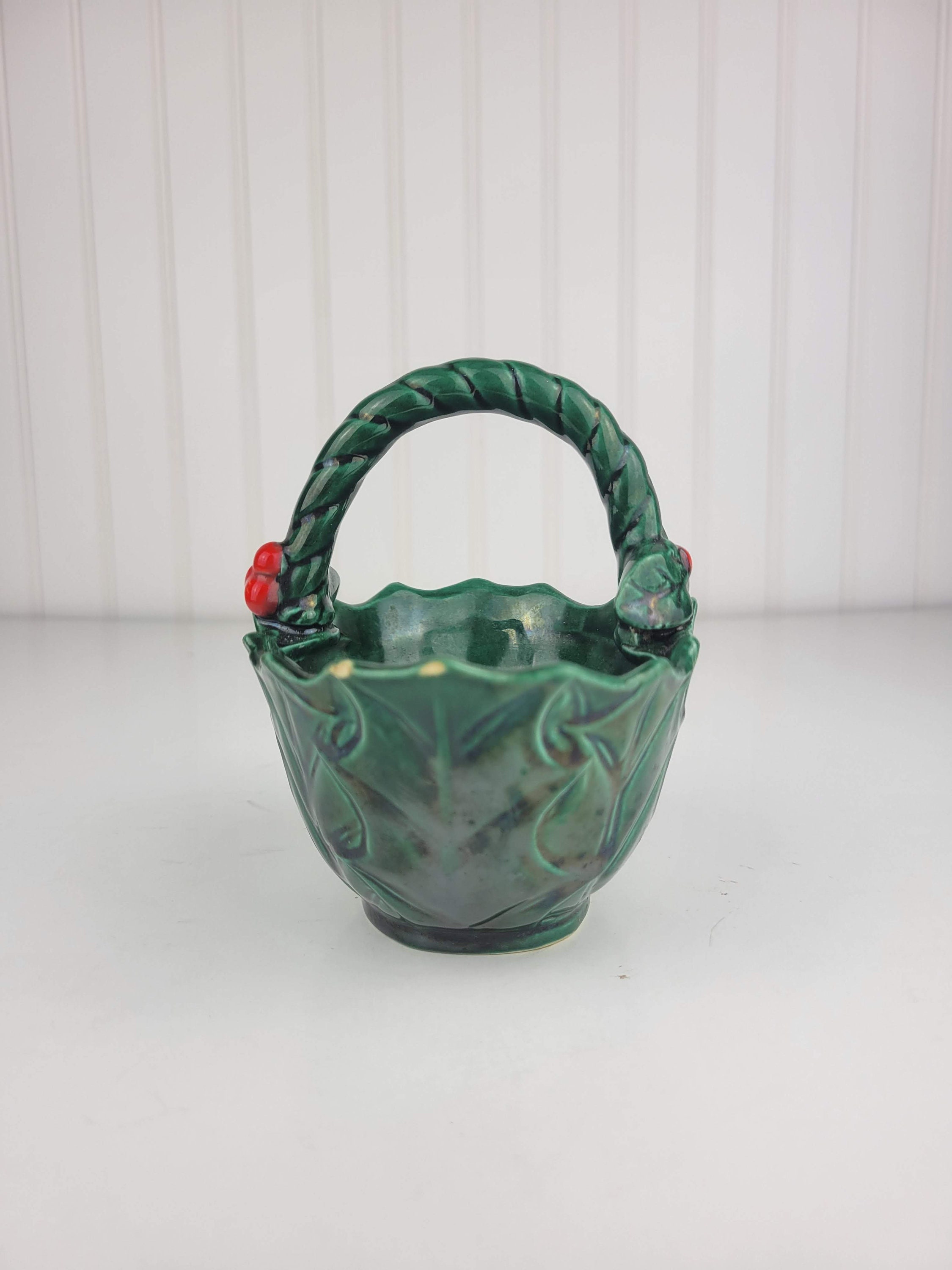 Vintage Lefton Ceramic Holly and Berries Basket With Handle - Etsy