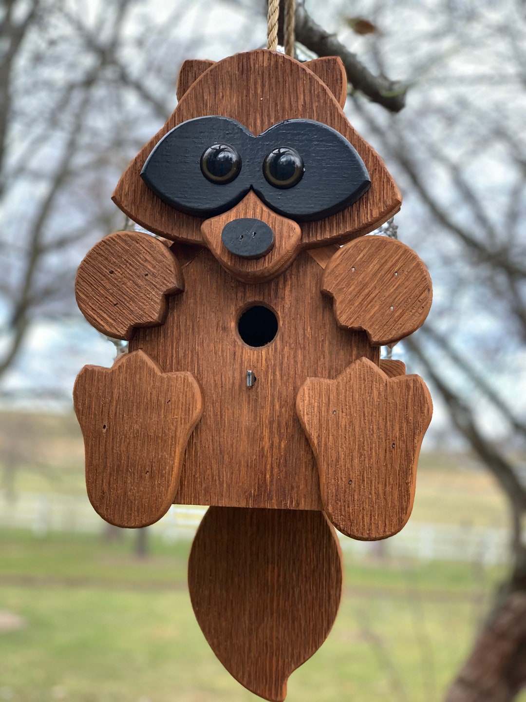 Raccoon Bird House Amish Handmade Birdhousegarden Decor - Etsy Canada