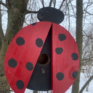 Ladybug Birdhouse, Rustic Decor, Amish Handmade Birdhouse,garden Decor ...