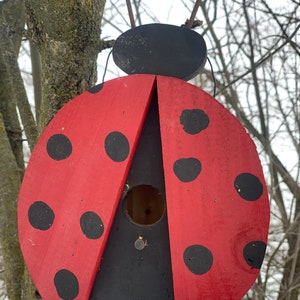 Ladybug Birdhouse, Rustic Decor, Amish Handmade Birdhouse,garden Decor ...