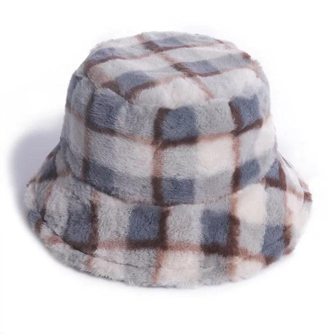 Vintage Plaid Bucket Hat Gingham Checkered Bucket Hat Brown, Blue ...
