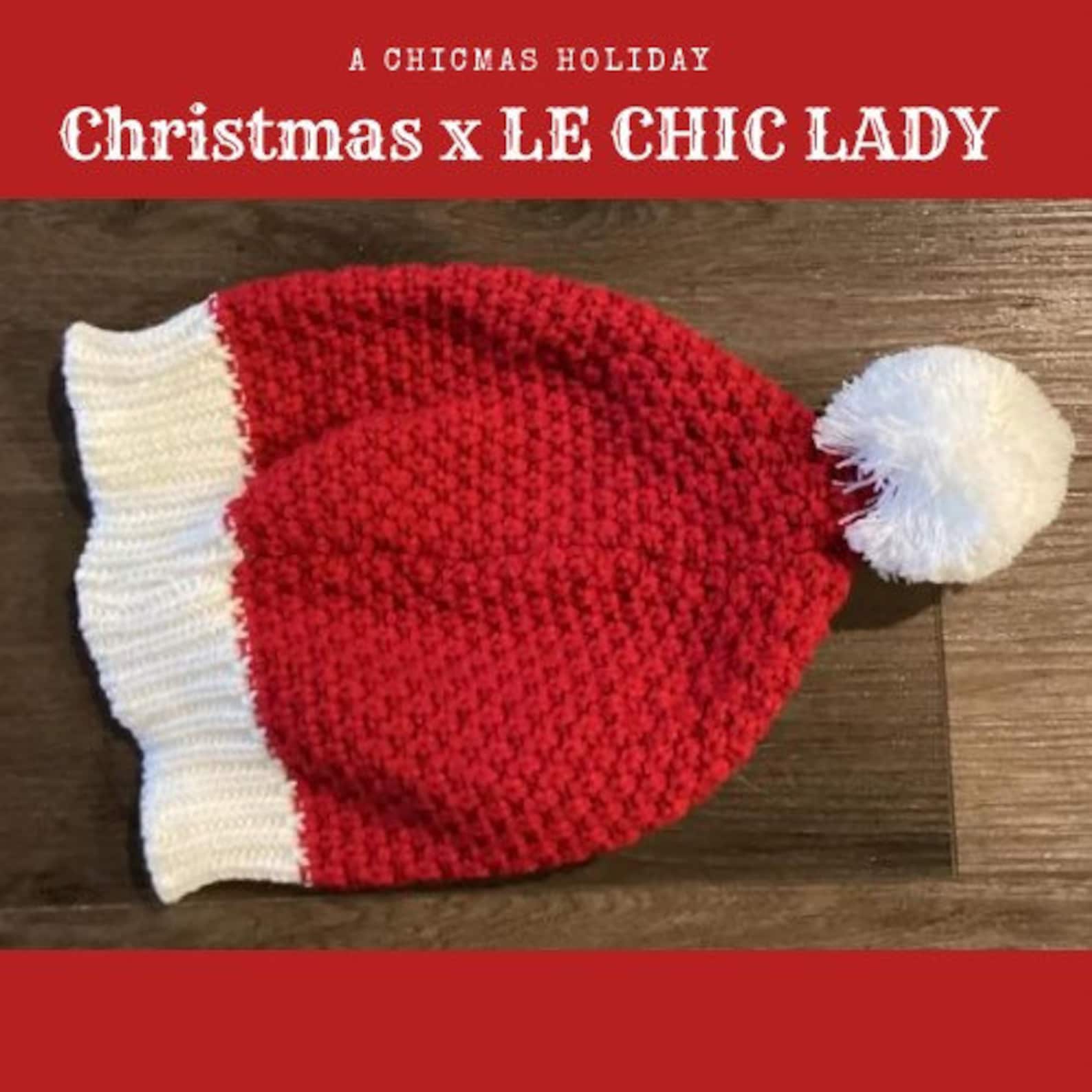 Luxury Red and White Knit Santa Claus Hat, Christmas Vintage Inspired ...