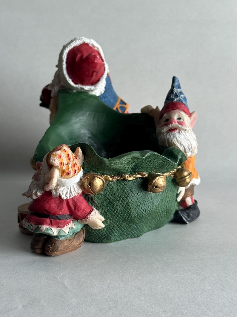 Vintage Santa Claus Figurine With Toy Gift Sack and Elves,christmas ...