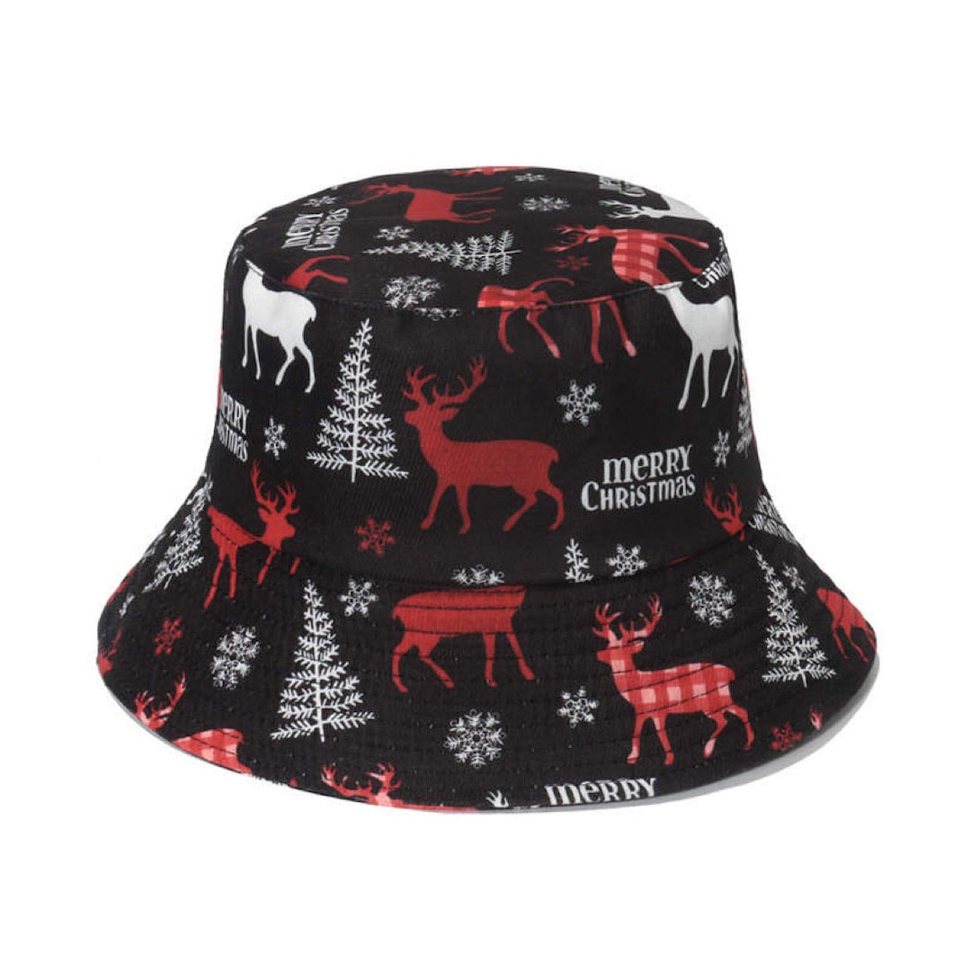 Christmas Bucket Hat Snowflake Deer Christmas Pine Tree - Etsy