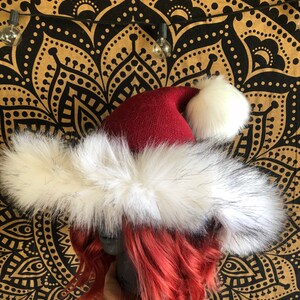 Yule Christmas Holiday Santa Hat Slouchy Wool Luxury Faux-fur Winter ...