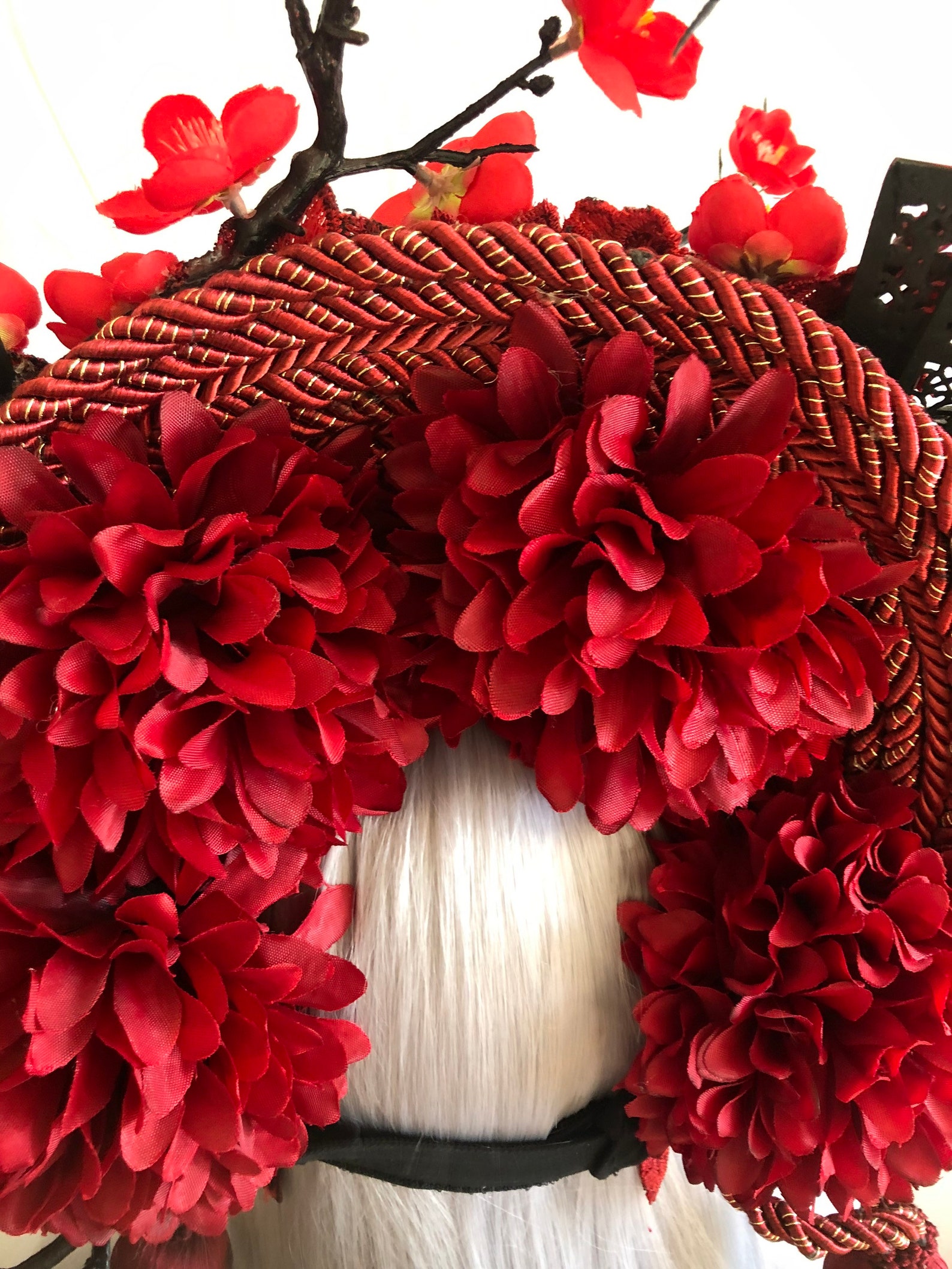 Red Cherry Blossom Headdress Photoshoot Headpiece Masquerade - Etsy