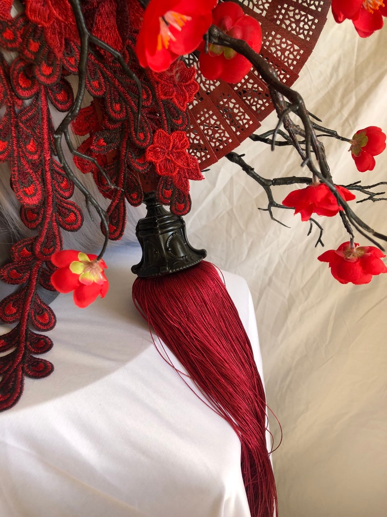 Red Cherry Blossom Headdress Photoshoot Headpiece Masquerade - Etsy