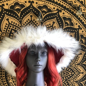 Yule Christmas Holiday Santa Hat Slouchy Wool Luxury Faux-fur Winter ...