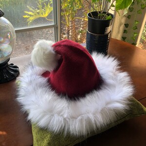 Yule Christmas Holiday Santa Hat Slouchy Wool Luxury Faux-fur Winter ...