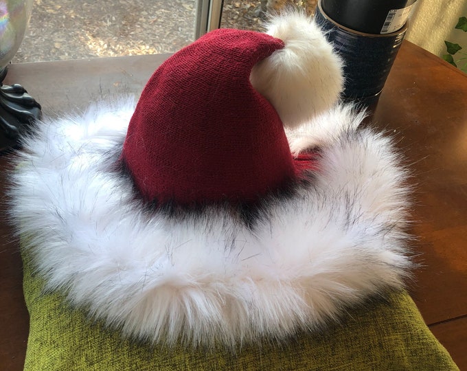 Yule Christmas Holiday Santa Hat Slouchy Wool Luxury Faux-fur Winter ...