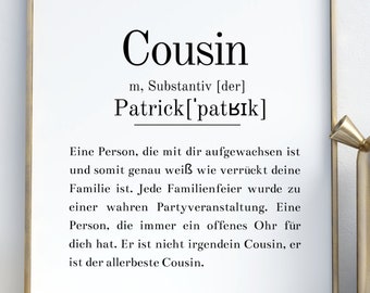 Cousine Definition: DIN A4 Poster Geschenkidee für | Etsy