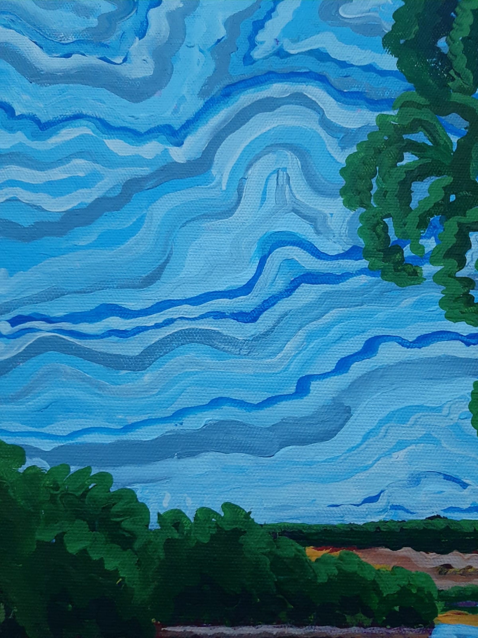 Abstract Art Work Countryside Painting Lake House Decor - Etsy