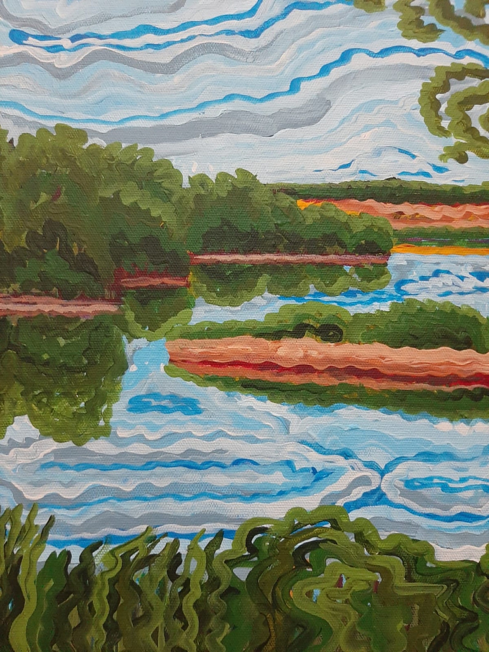 Abstract Art Work Countryside Painting Lake House Decor - Etsy