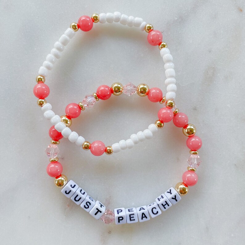 Personalized Word Bracelet Wonderland Just Peachy 14k Gold Plated, 6mm ...
