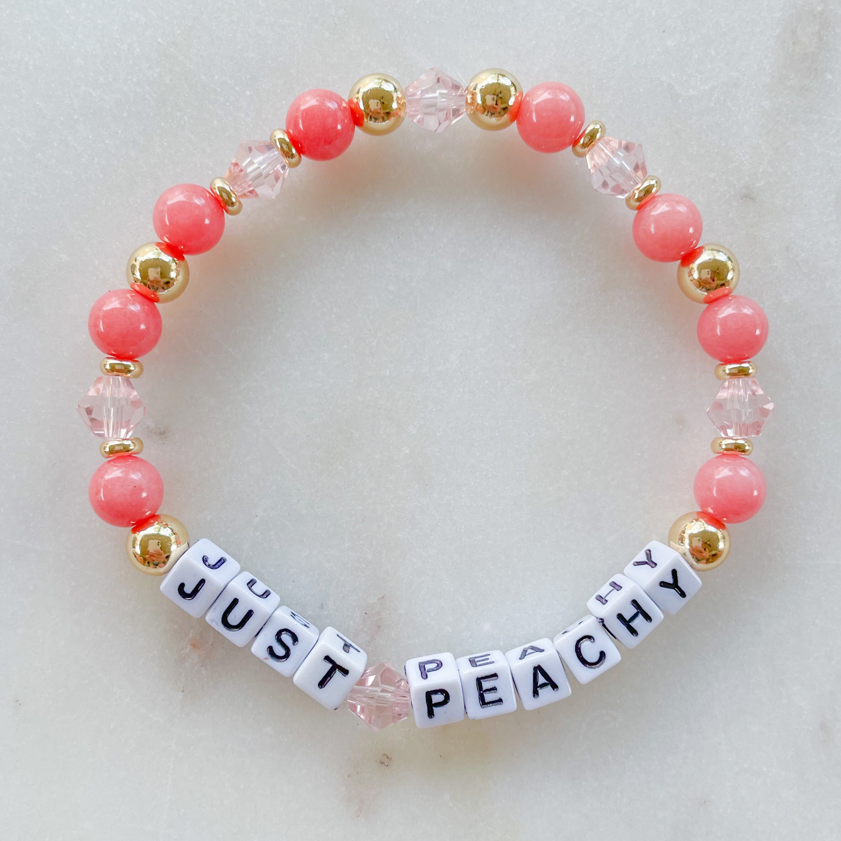Personalized Word Bracelet Wonderland Just Peachy 14k Gold Plated, 6mm ...