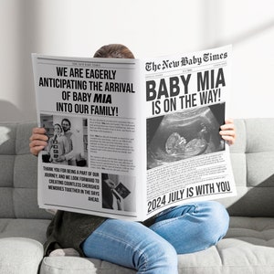 Custom Baby Announcement Newspaper Template Pregnancy Reveal Photoshop ...