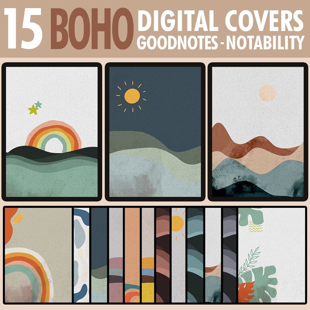 15 Boho Digital Notebook Covers, Goodnotes Covers, Notability Cover ...