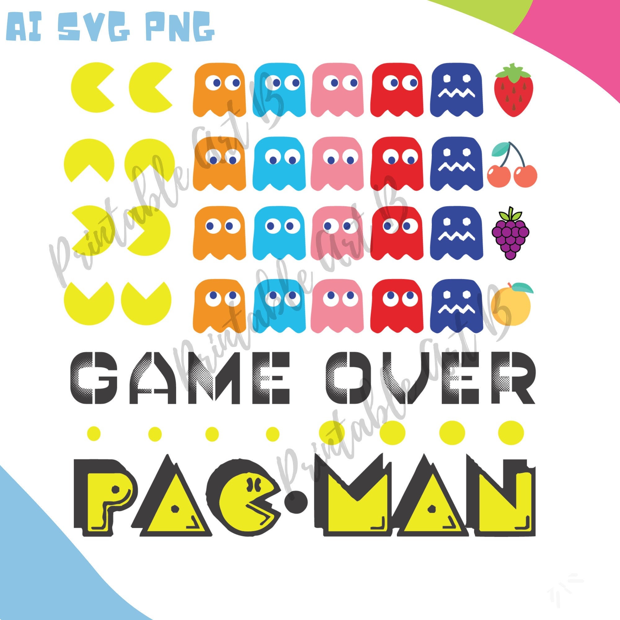 Pac man Svg pacman Svg pacman clipart cut files gaming | Etsy
