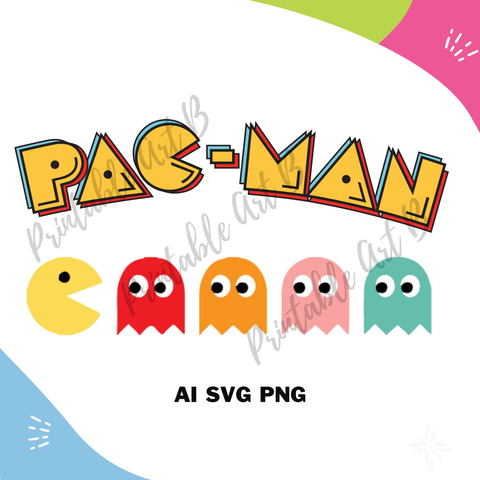 Pac man Svg pacman Svg pacman clipart cut files gaming | Etsy