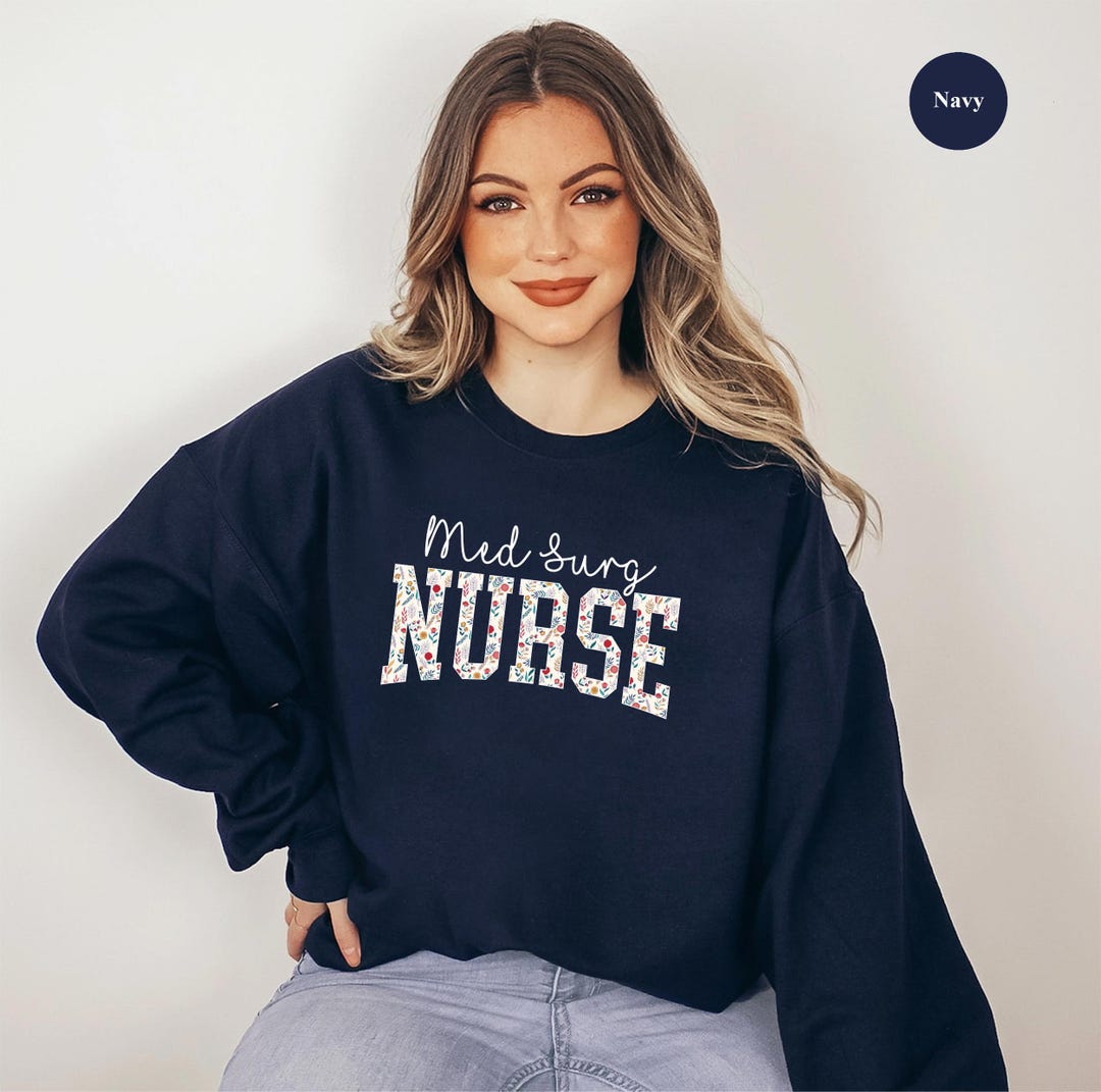 Floral Med Surg Nurse Sweater, Medical Surgical Nurse Sweatshirt ...