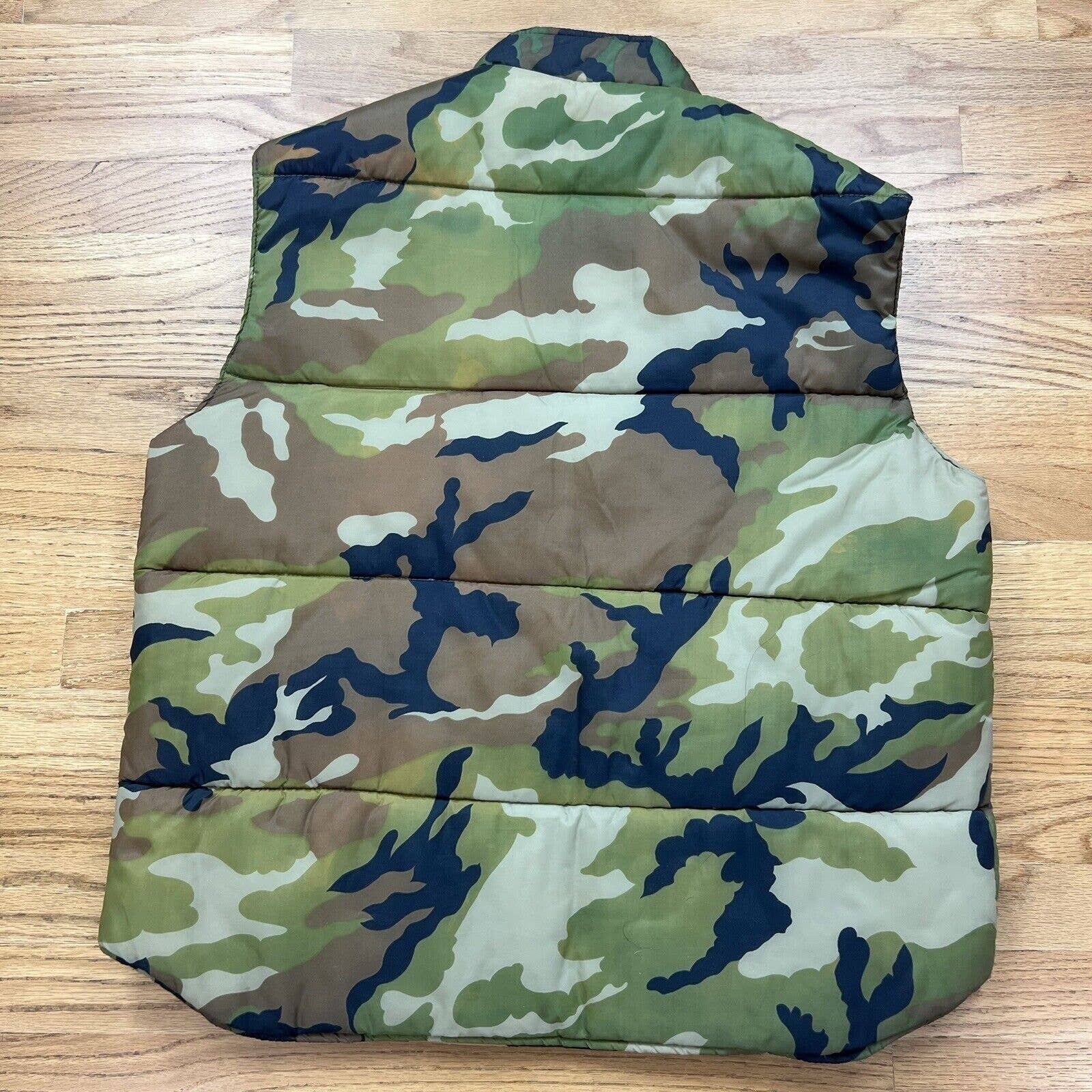 Vintage Western Field Hunting Vest Sz Large Zip Camo Reversible Brown ...