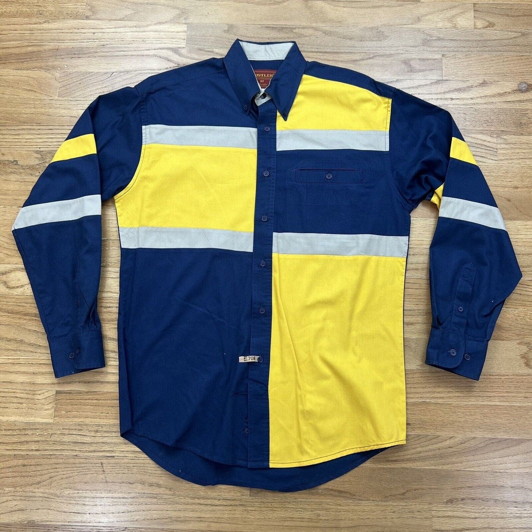 Vintage Rustler Wrangler Western Cowboy Button Down Shirt Color Block ...