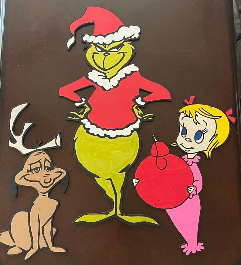 Grinch Max & Cindy Lou Wood Decorations - Etsy