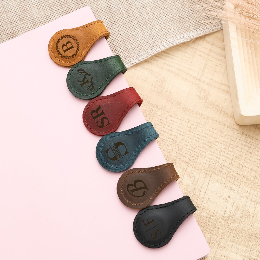 Personalized Leather Magnetic Bookmark, Custom Leather Bookmark ...