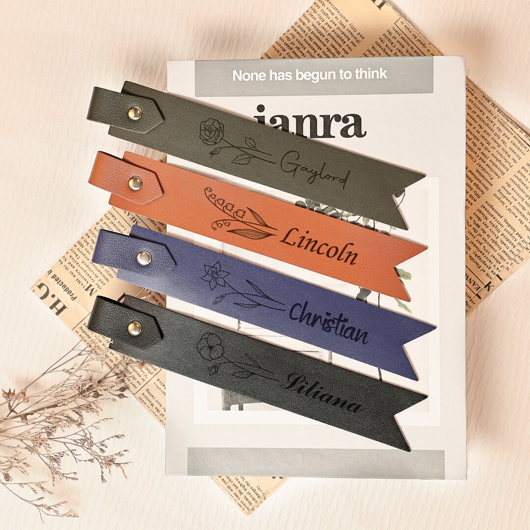 Custom Leather Bookmarks, Personalized Bookmark, Engraved Name Bookmark ...