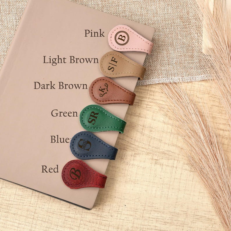 Engraved Initials/name Magnetic Bookmark, Personalized Leather Magnetic ...