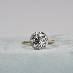 2 Ct Diamond Georgian Victorian Button Back Collet Ring - Etsy
