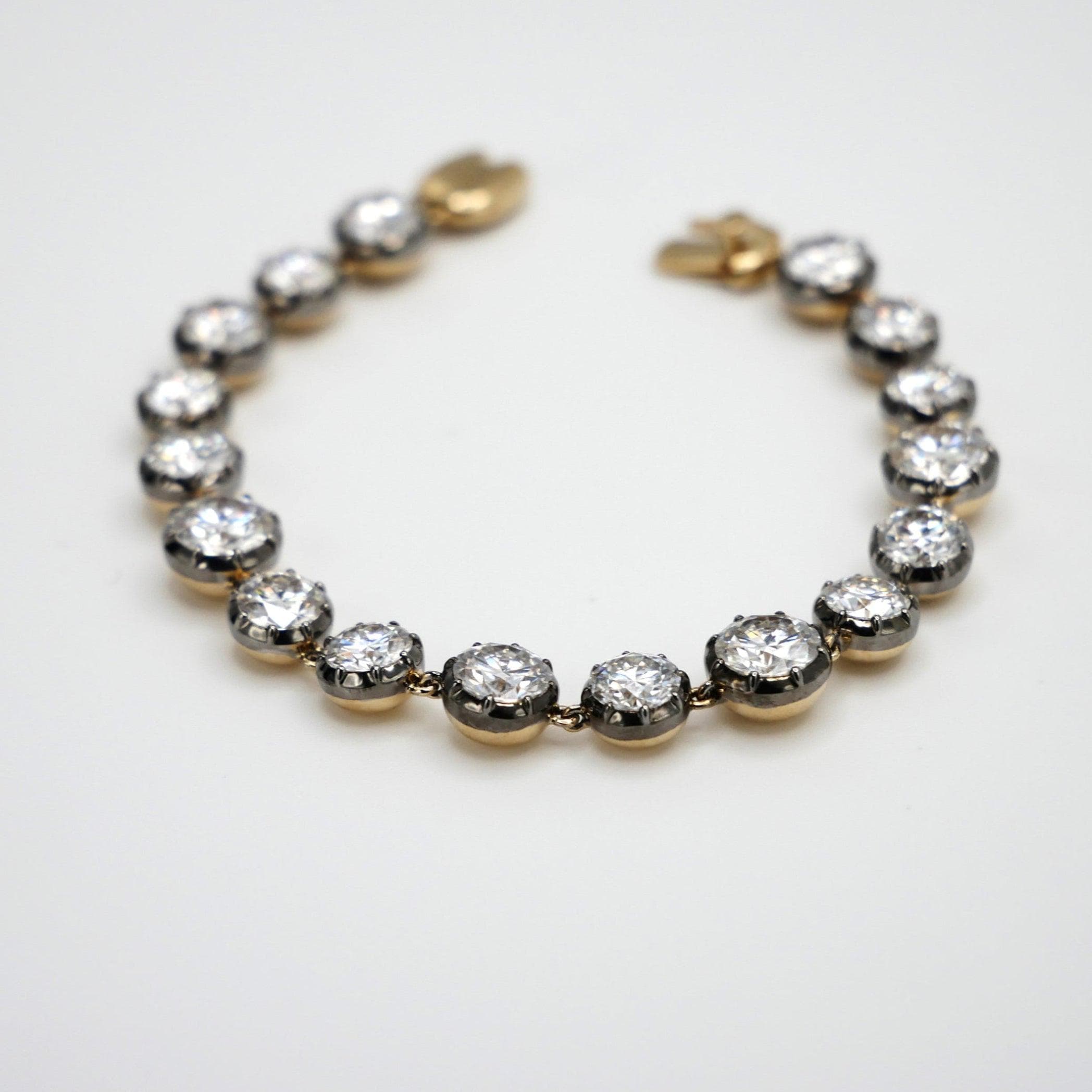 The 18K Gold Filled 5 to 15 Ct Riviere Button Back Collet Bracelet ...