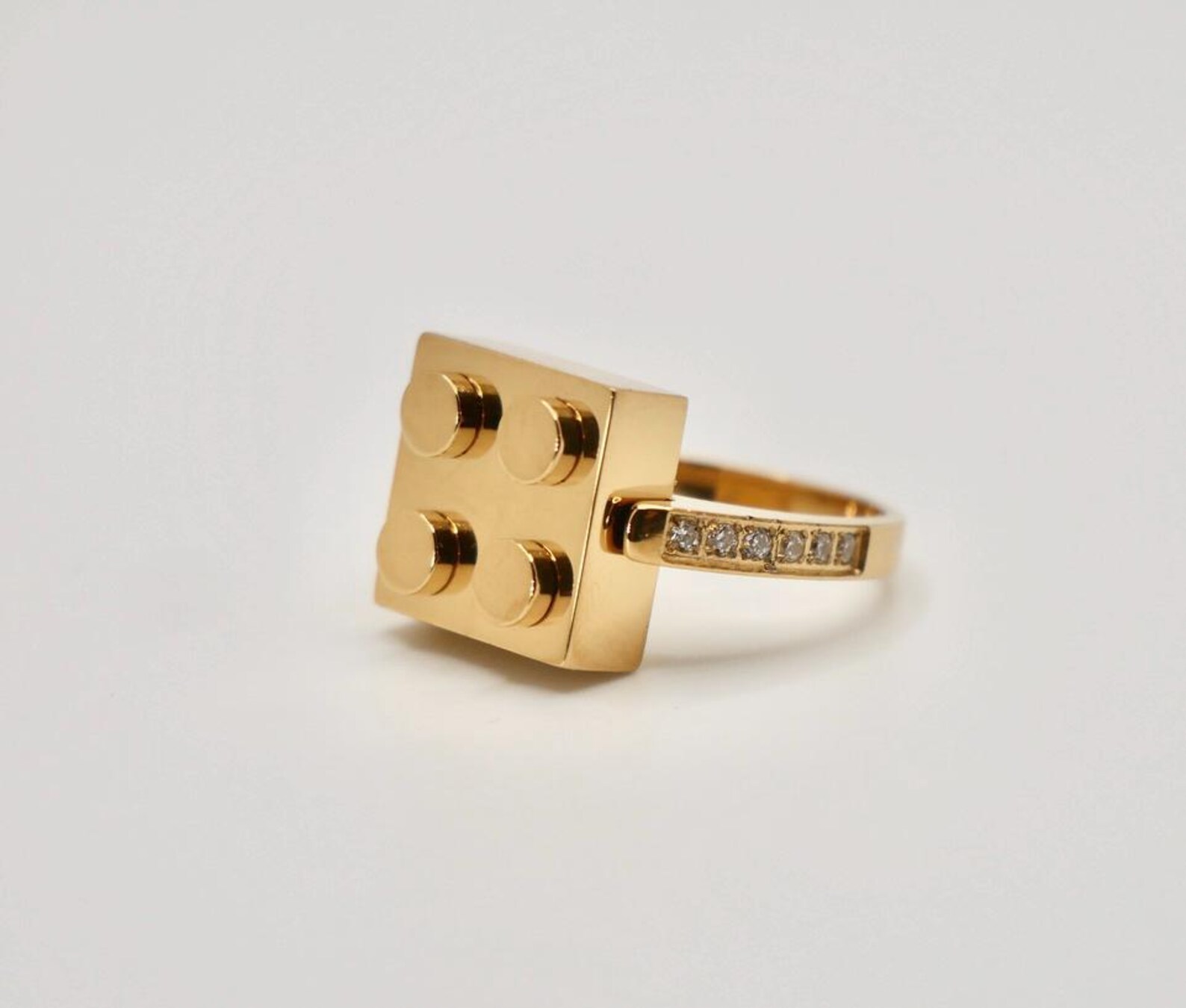18K Gold Plated Block Ring - Etsy