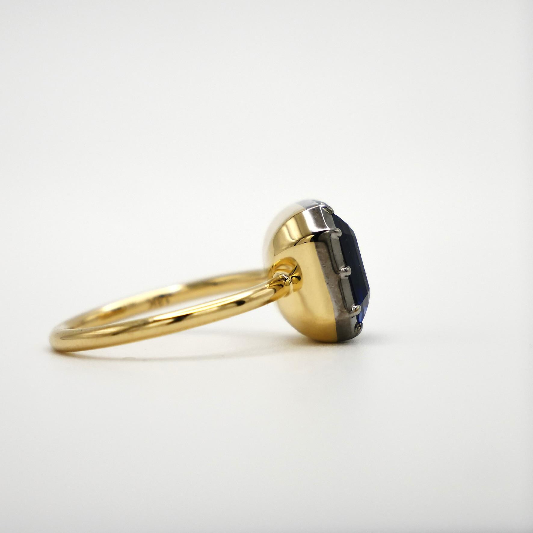 Georgian Victorian 5 Ct Asscher Cut Sapphire Yellow and Blackened Gold ...
