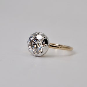 2 Ct Diamond Georgian Victorian Button Back Collet Ring - Etsy
