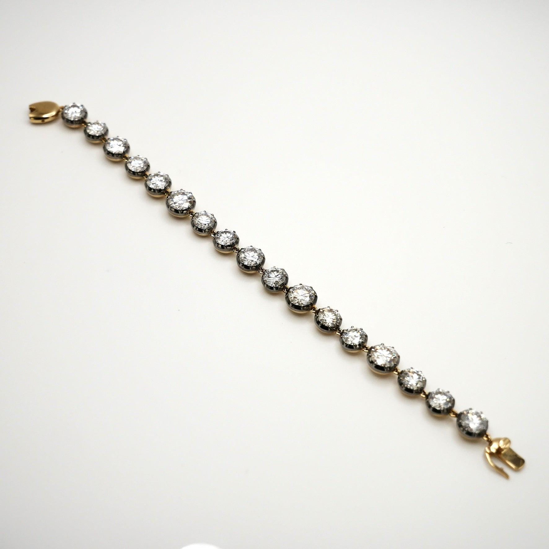 The 18K Gold Filled 5 to 15 Ct Riviere Button Back Collet Bracelet ...