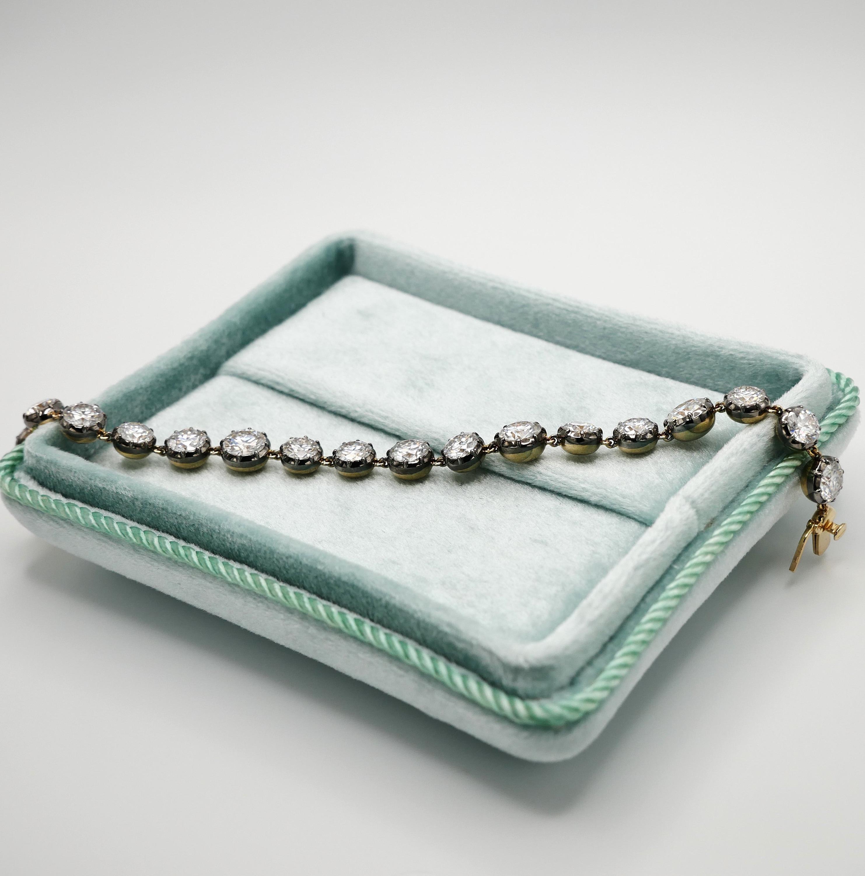 The 18K Gold Filled 5 to 15 Ct Riviere Button Back Collet Bracelet ...