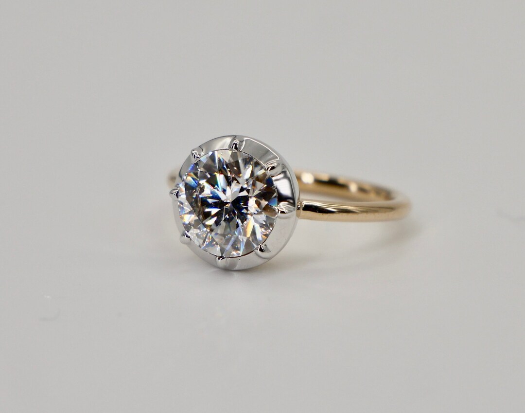 2 Ct Diamond Georgian Victorian Button Back Collet Ring - Etsy