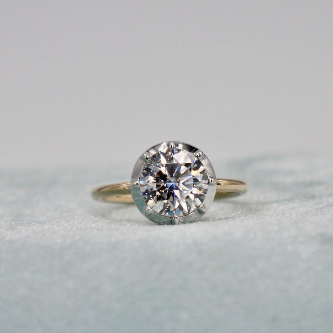 The 2 Ct Moissanite Button Back Ring Antique Inspired - Etsy