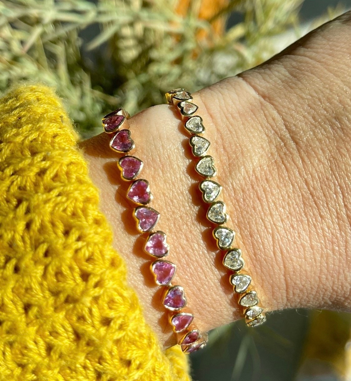 Gold heart tennis bracelet store