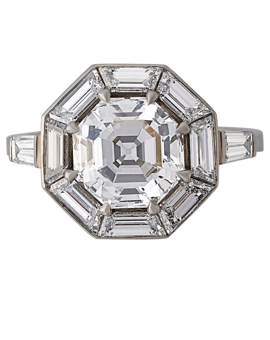 Octagonal Step Cut Diamond or Moissanite Ring - Etsy