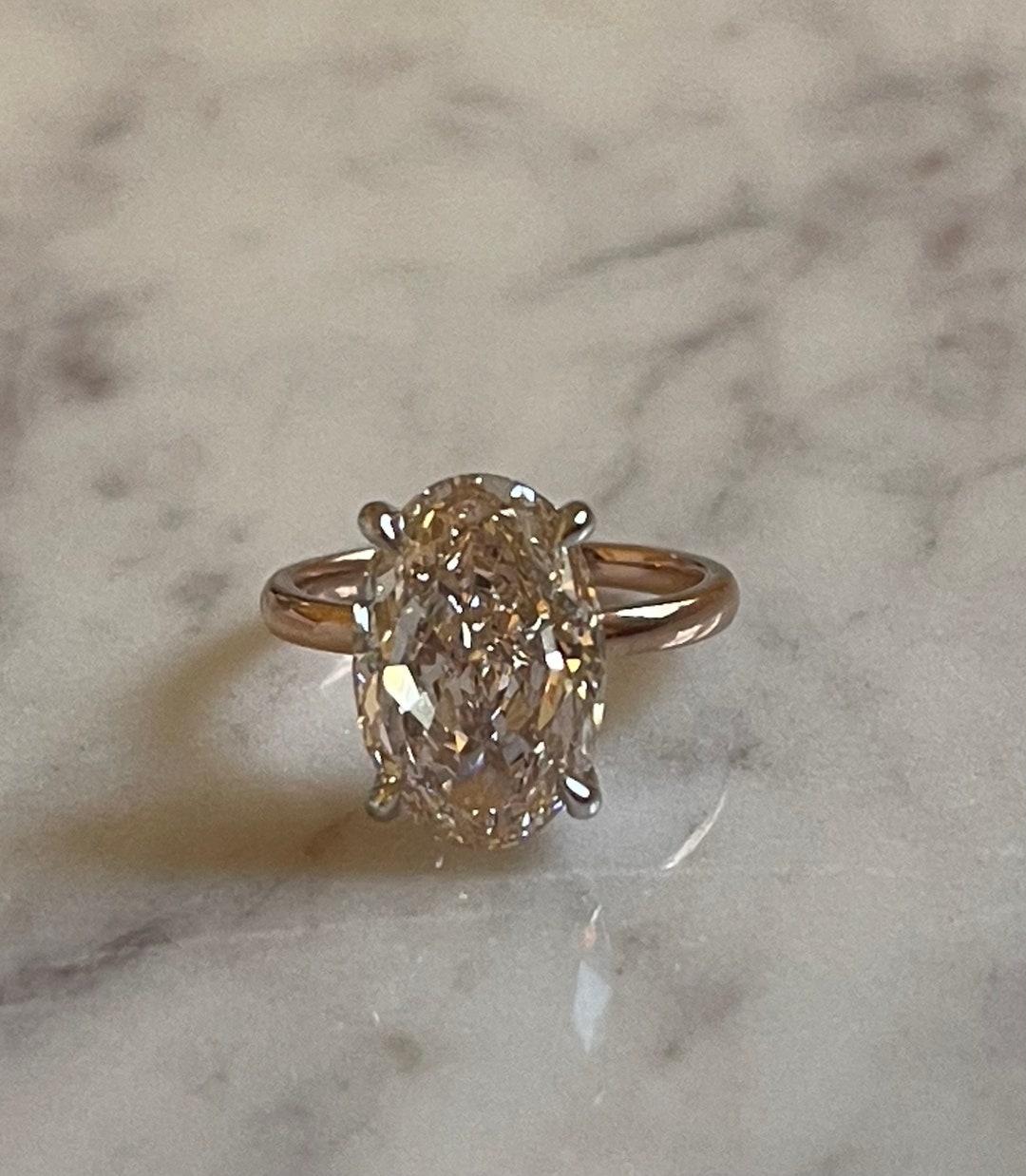 5 Carat Light Pink Oval Diamond Tiger Prong Basket Set Ring - Etsy