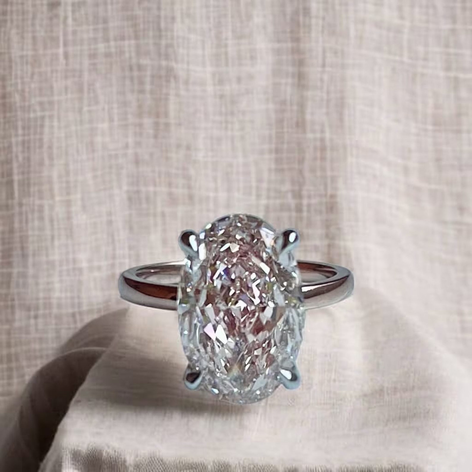 5 Carat Light Pink Oval Diamond Tiger Prong Basket Set Ring - Etsy