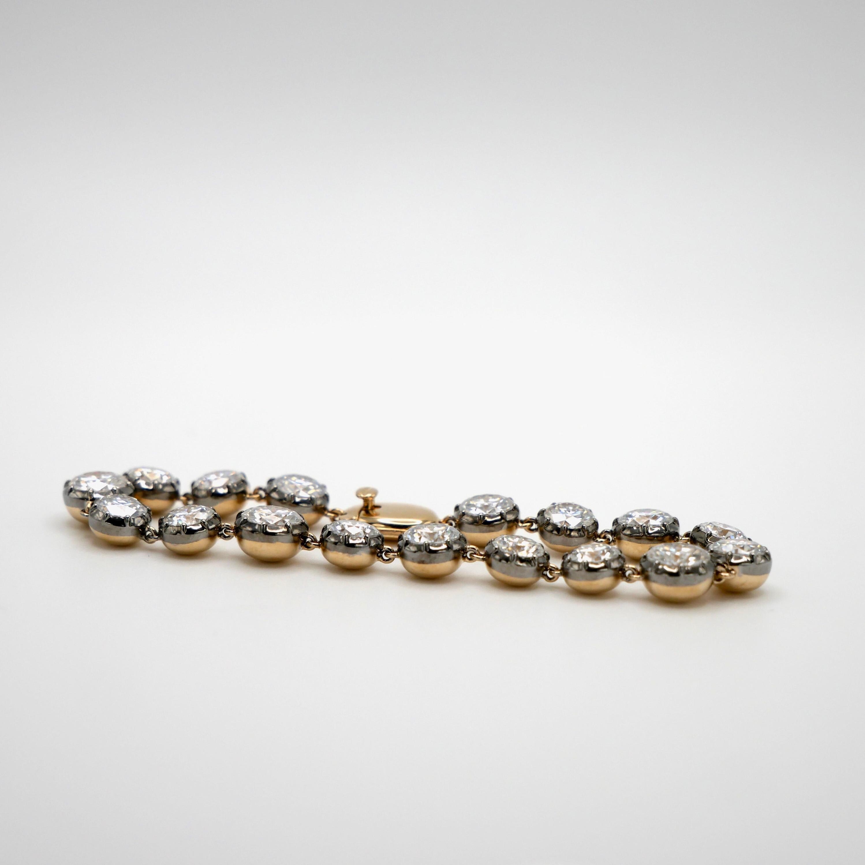 The 18K Gold Filled 5 to 15 Ct Riviere Button Back Collet Bracelet ...