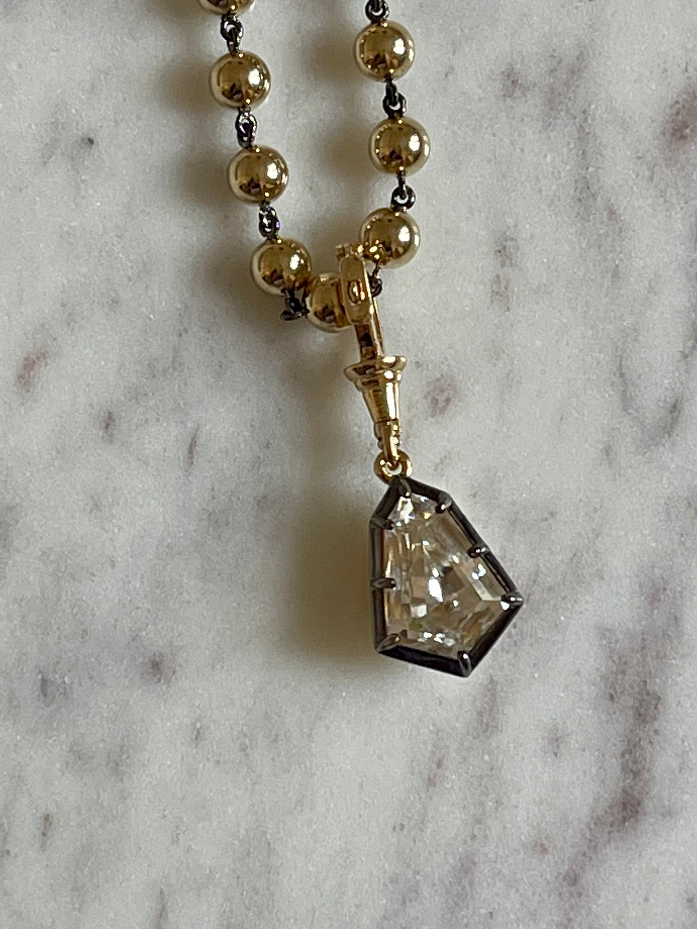 Georgian Victorian Ball Sphere Chain Kite Moissanite Pendant in 18K ...